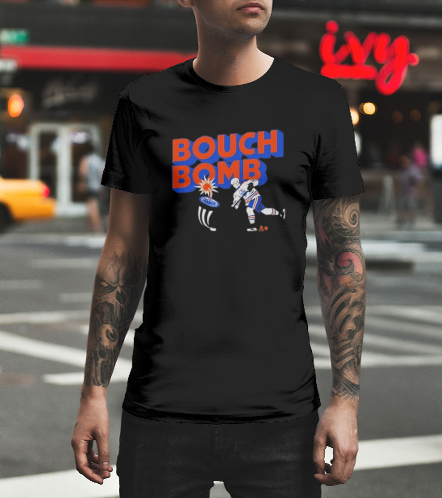 Bouch Bomb Ice District Evan Bouchard Edmonton Oilers T-Shirt
