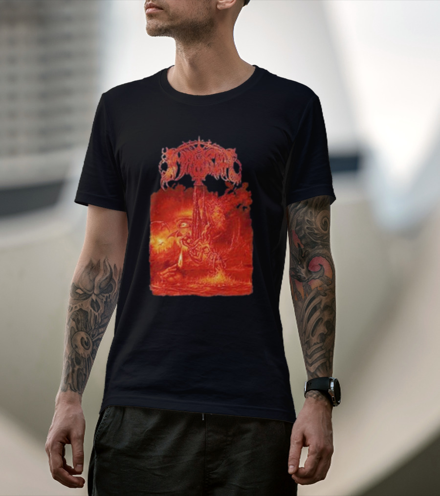 Immortal Damned In Black Fiery Red Scene T-Shirt