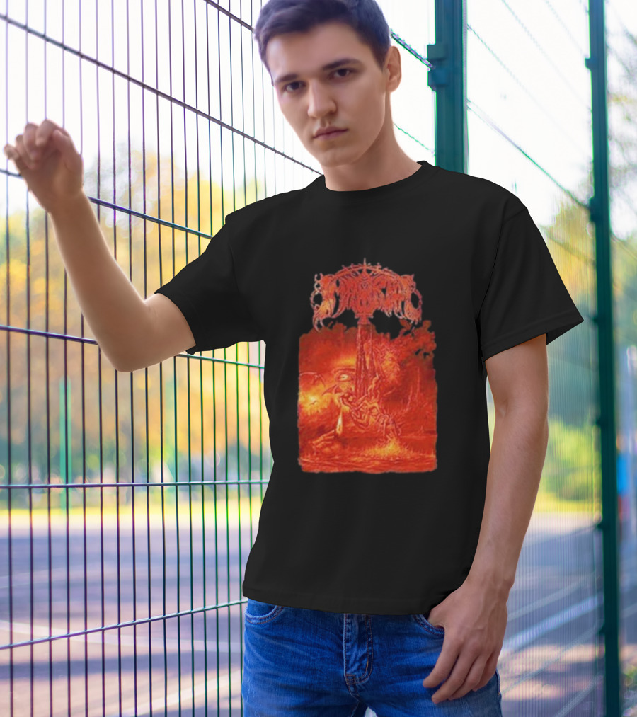 Immortal Damned In Black Fiery Red Scene T-Shirt