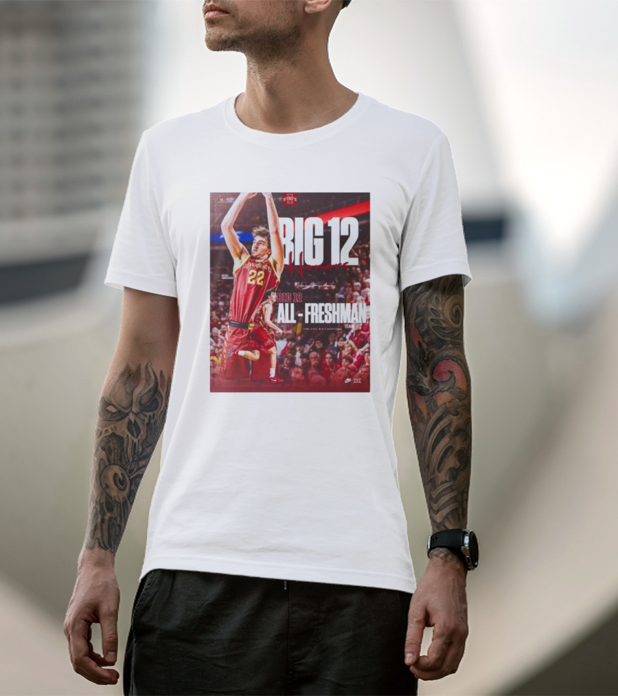 Iowa State Cyclones Men's Basketball Big 12 Honors Milan Momcilovic All Freshman Team T-Shirt