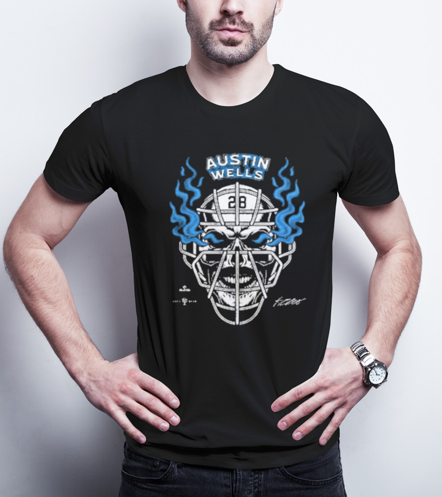 Stone Cold Austin Wells Skull Mask Flames 28 T-Shirt