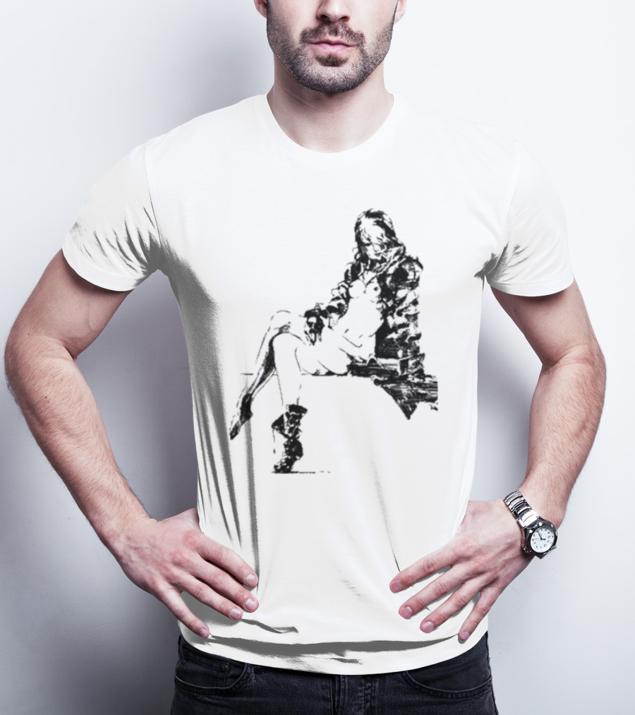 Espionagevr Store Big Sniper Mysterious Figure In Long Coat And Boots T-Shirt