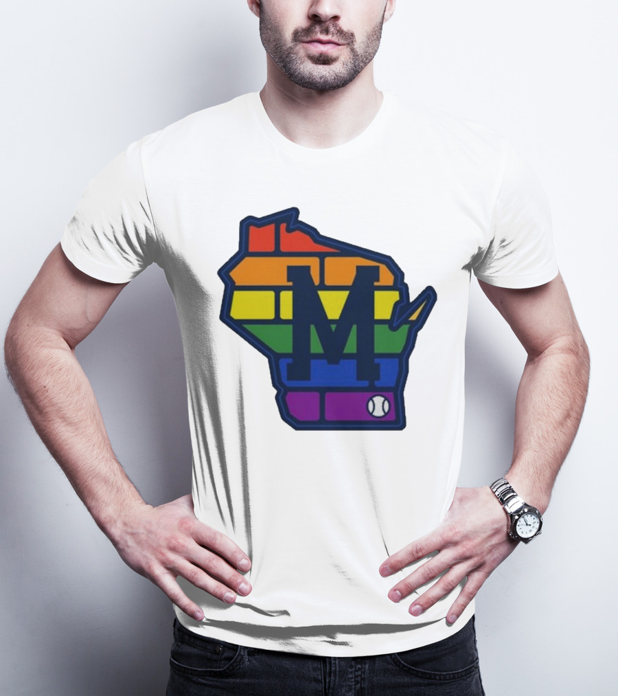 Aurora Health Care Brewers Pride Rainbow Wisconsin Baseball T-Shirt