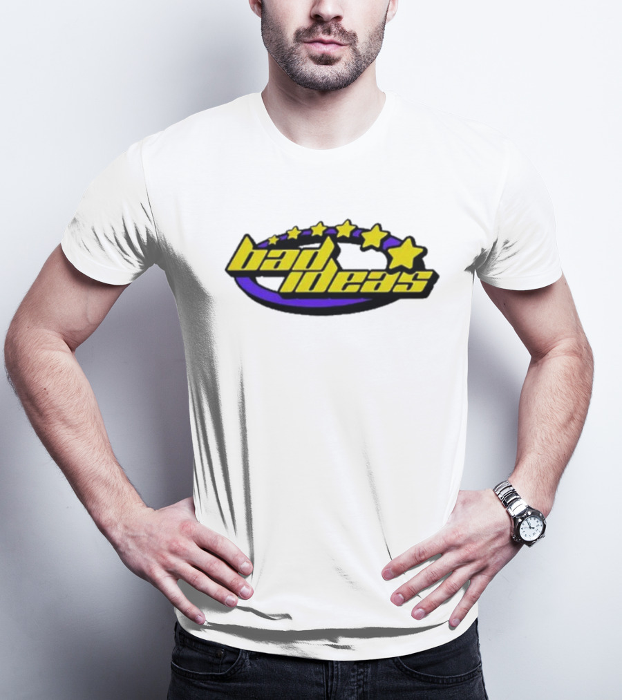Bad Ideas Content Retro Five Stars Yellow And Purple T-Shirt