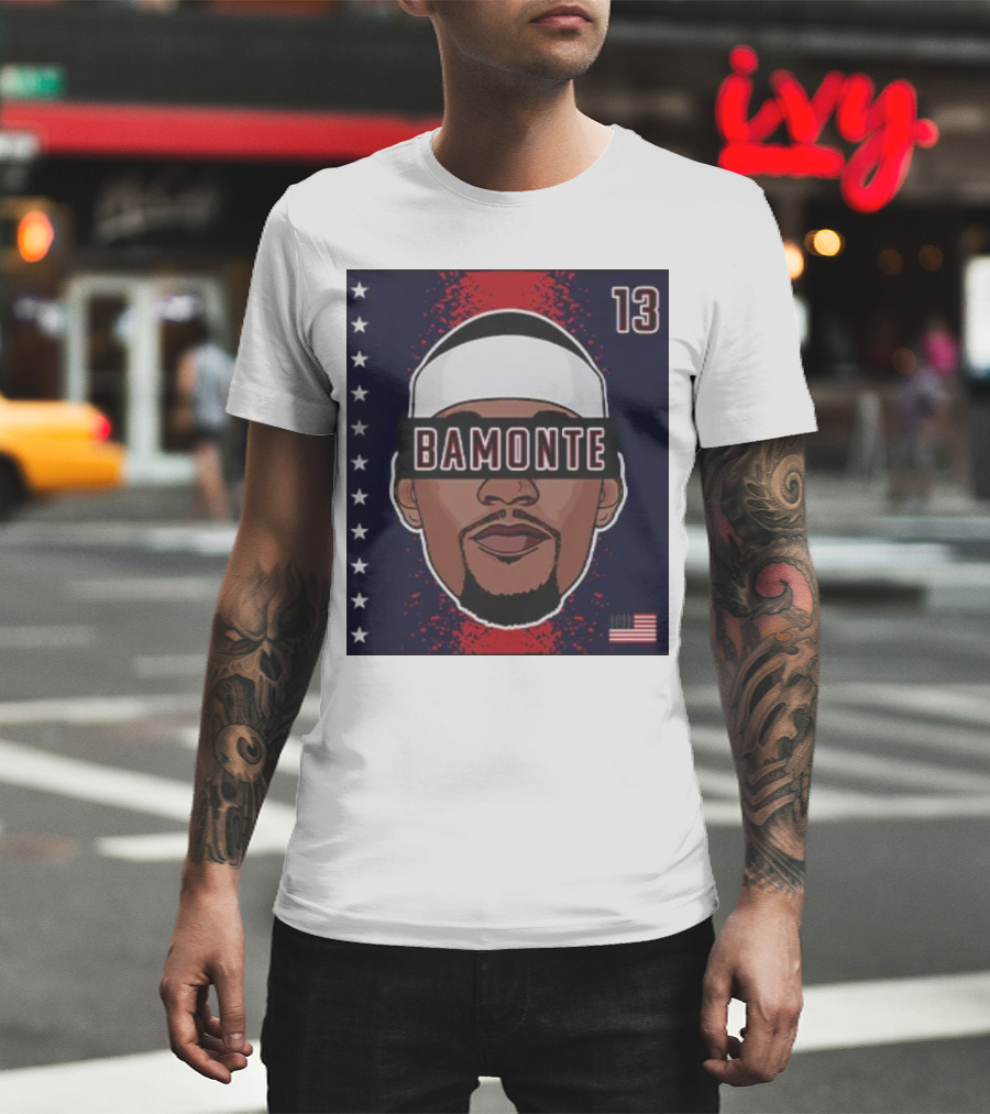 Bamonte 13 Stars And Stripes Illustration Bam Adebayo T-Shirt