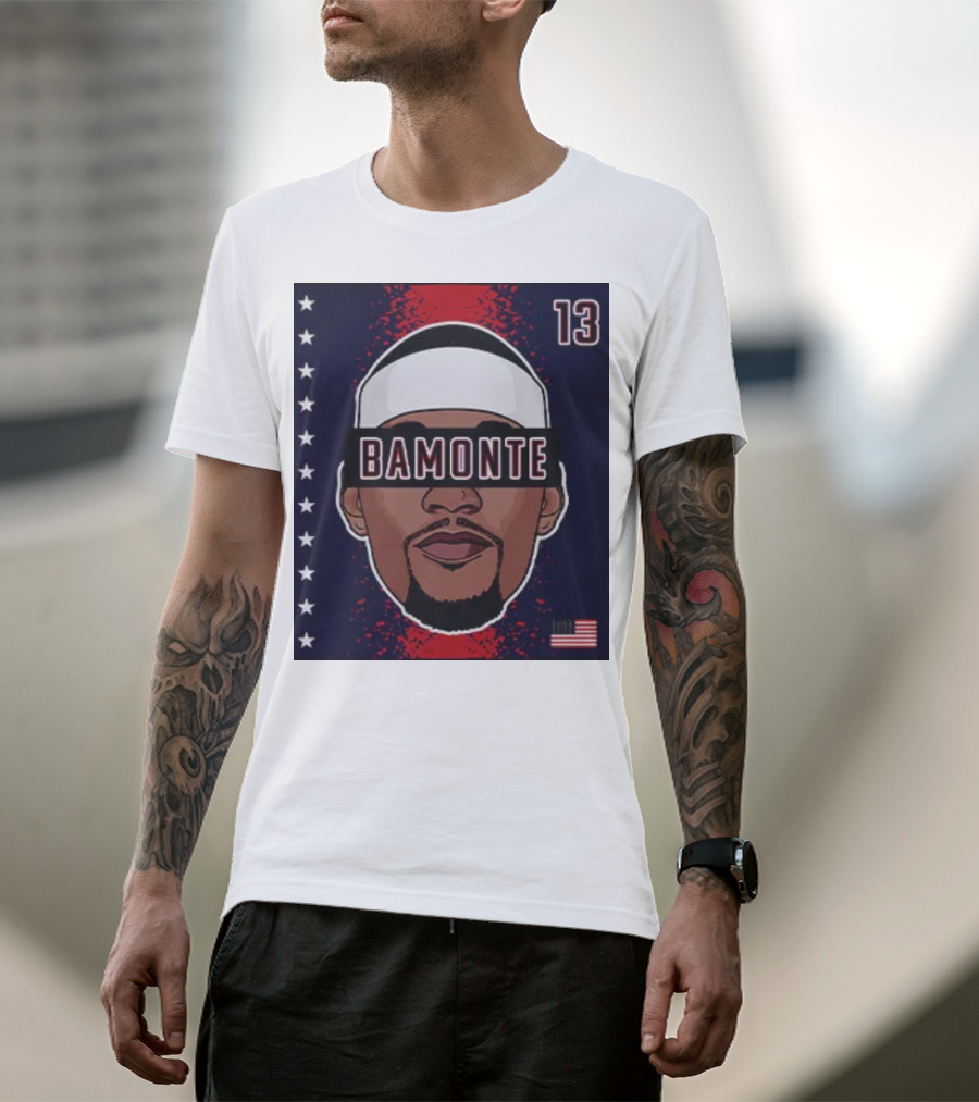 Bamonte 13 Stars And Stripes Illustration Bam Adebayo T-Shirt