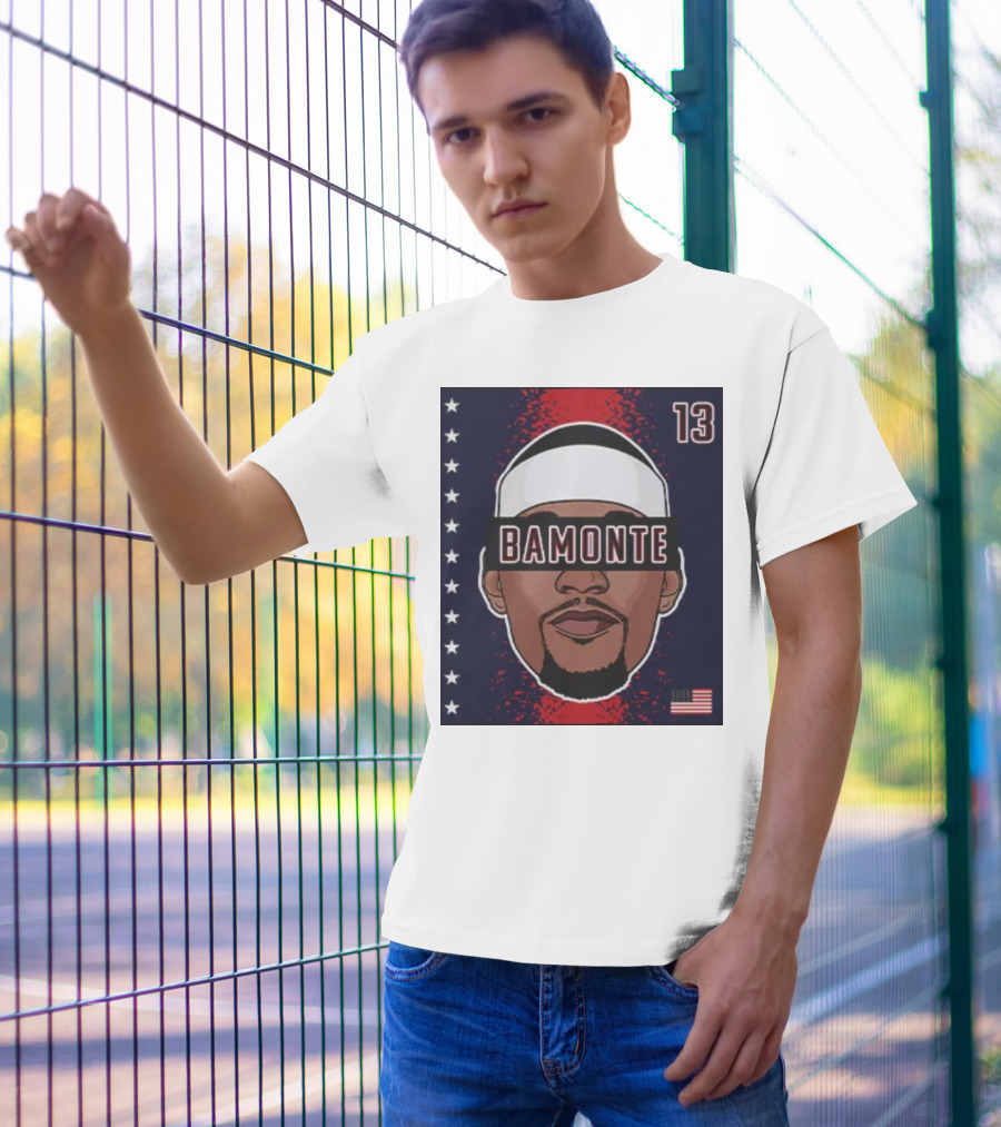 Bamonte 13 Stars And Stripes Illustration Bam Adebayo T-Shirt