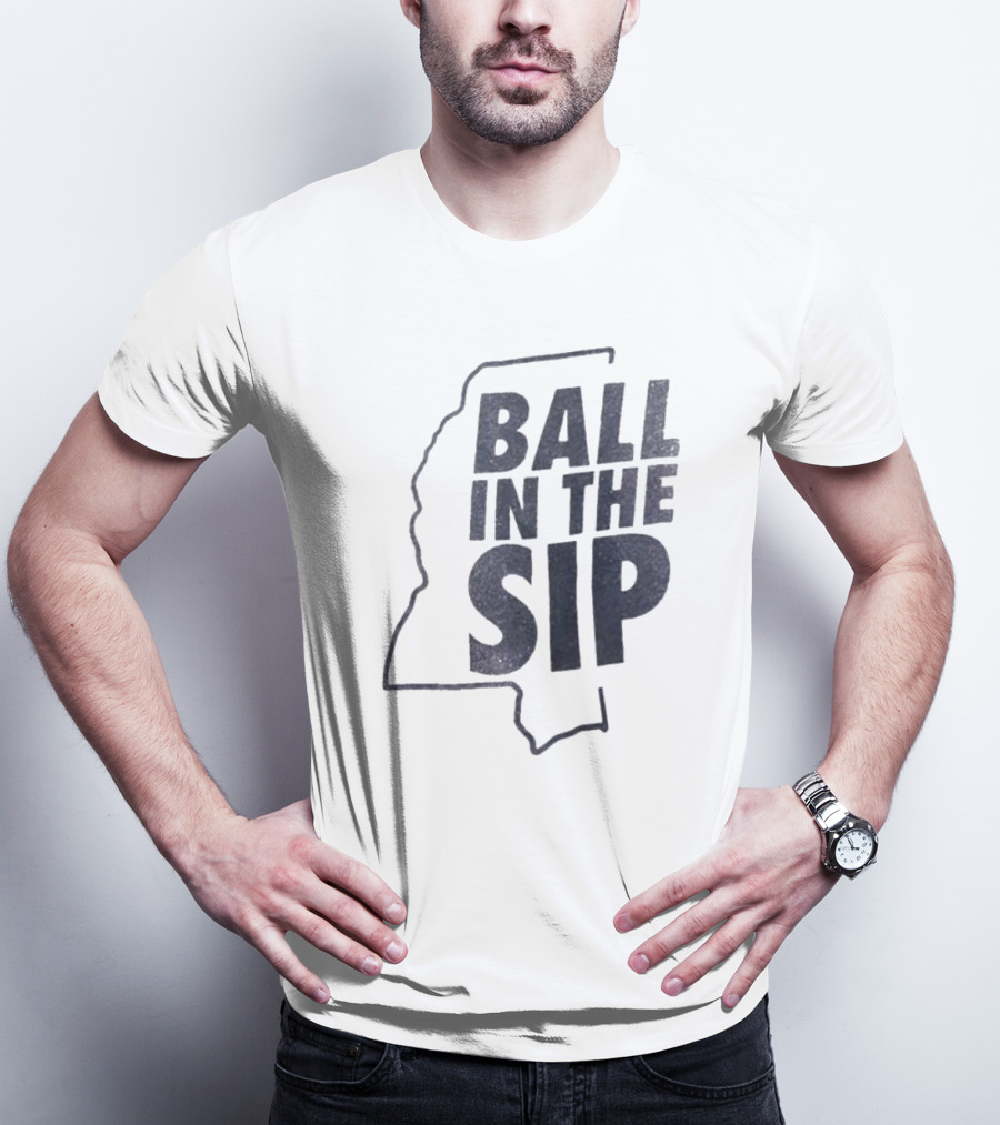 Ball In The Sip Mississippi Outline Lane Kiffin T-Shirt