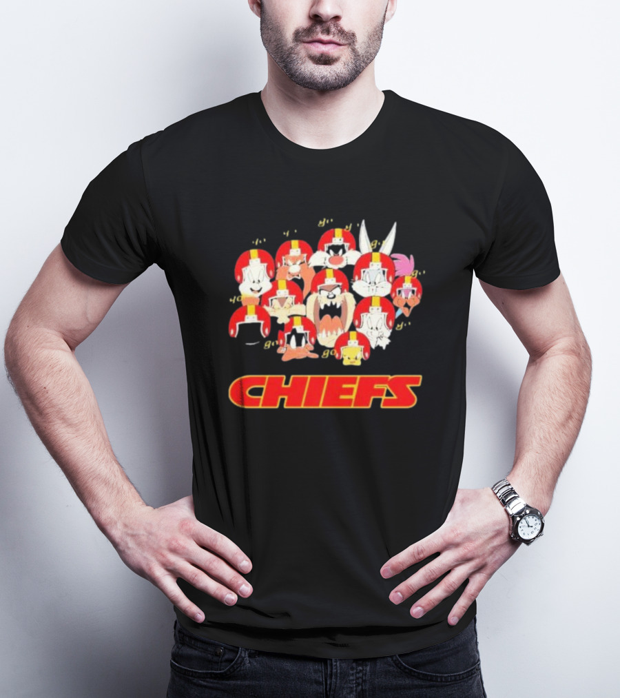 Looney Tunes Characters Chiefs Helmets Kansas City Chiefs T-Shirt