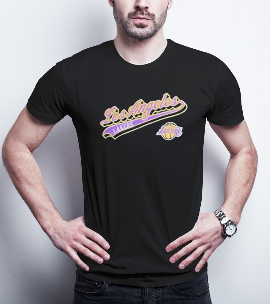 Los Angeles Lakers Script Logo Basketball T-Shirt
