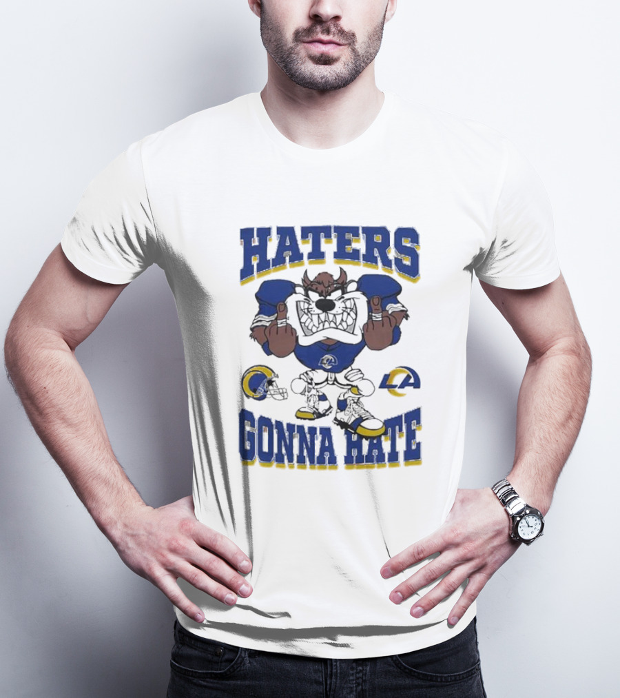 Haters Gonna Hate Los Angeles Rams Mascot Blue And Yellow Football Fan Attitude T-Shirt