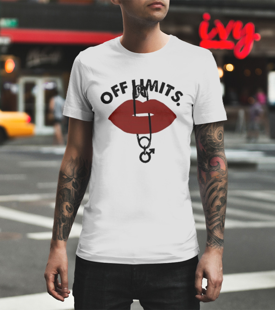 Munawar Faruqui Off Limits Red Lips Safety Pin T-Shirt