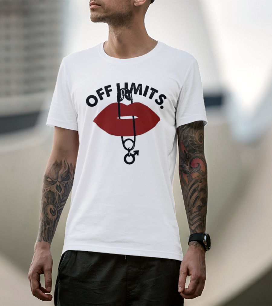 Munawar Faruqui Off Limits Red Lips Safety Pin T-Shirt