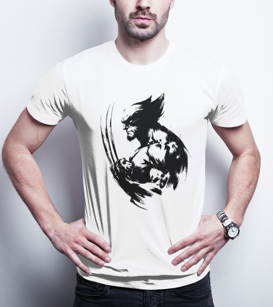 Mutant Inked Wolverine Claw Shadows Sketch T-Shirt