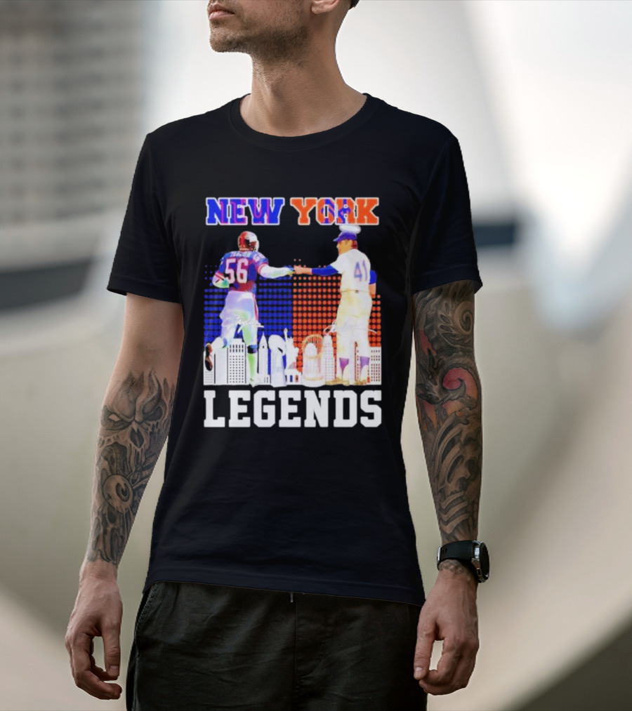 New York Lawrence Taylor Tom Seaver Legends Signatures T-Shirt