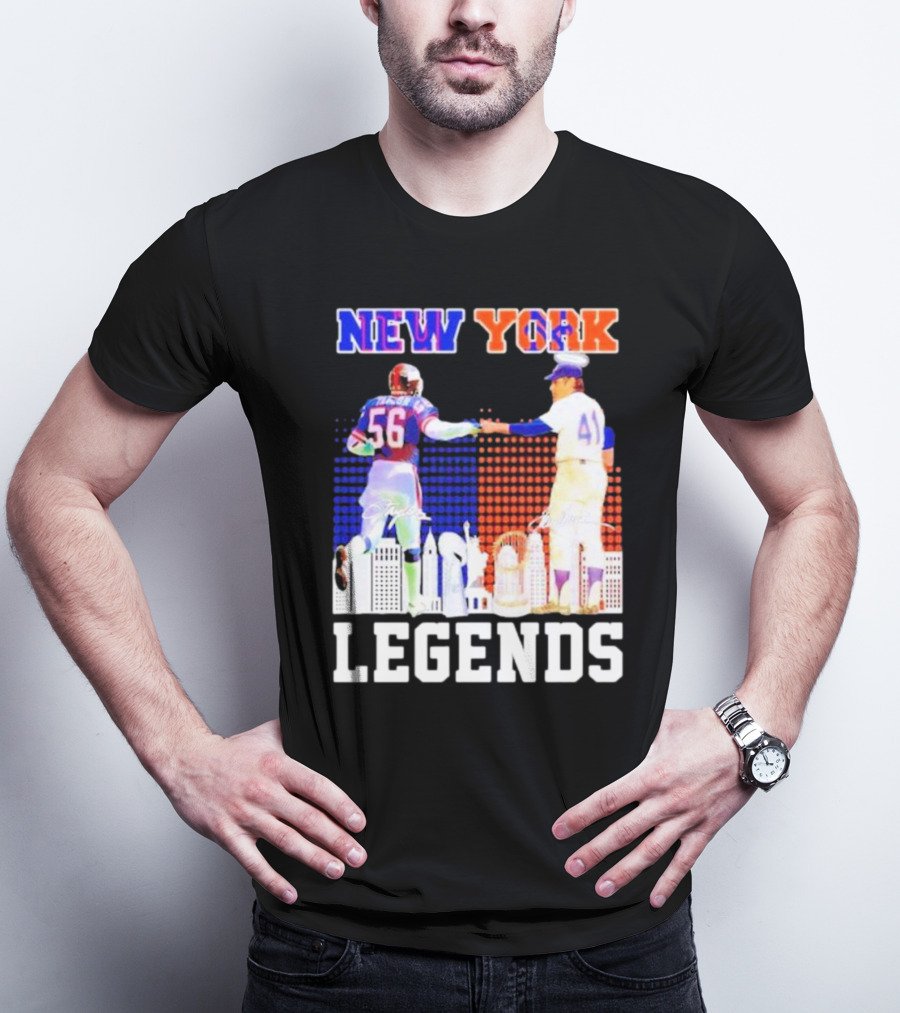 New York Lawrence Taylor Tom Seaver Legends Signatures T-Shirt