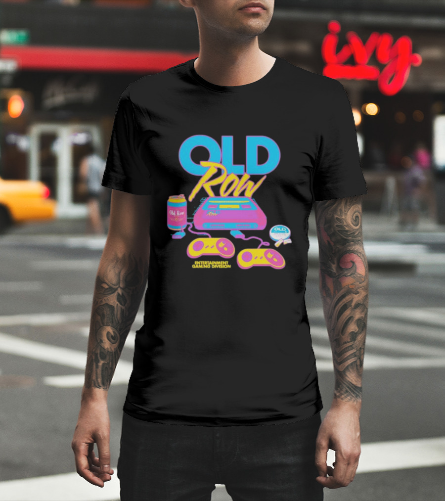 Old Row 90s Gaming Entertainment Gaming Division Mineral Wash Retro Console Controllers T-Shirt