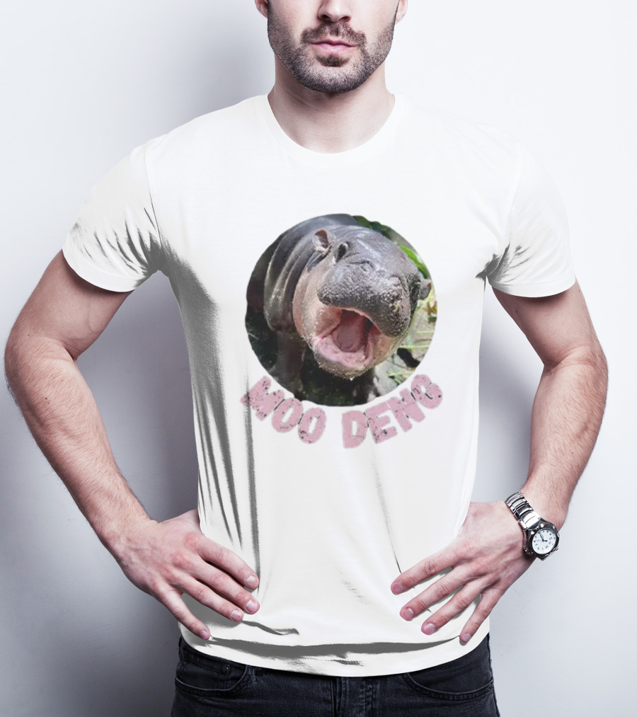 Moo Deng Cute Baby Hippo Picture Thai Bouncy Pig T-Shirt