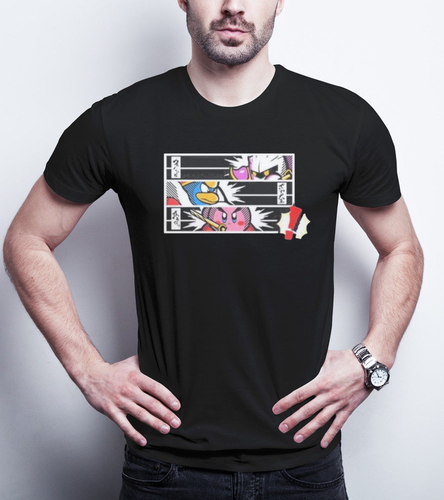 Kirby Manga Style Showdown With Meta Knight And King Dedede Exclamation Mark T-Shirt