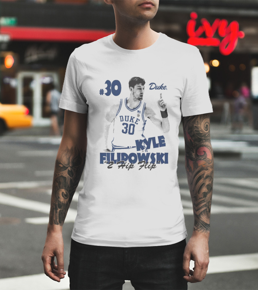 Kyle Filipowski Duke #30 2 Hip Flip T-Shirt