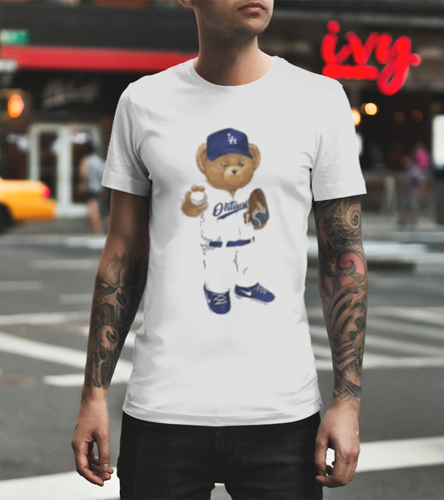 LA Angels Shohei Ohtani Showtime Bear Dodgers Hat Baseball Glove T-Shirt