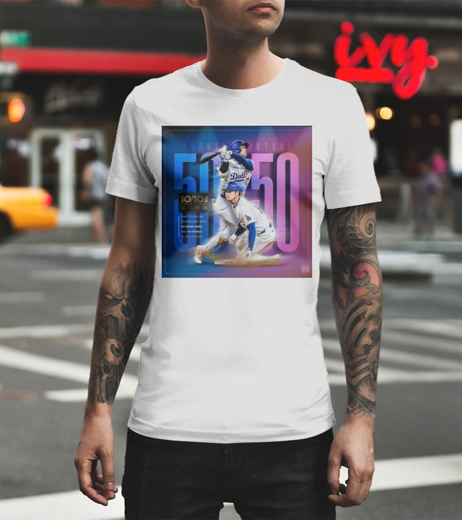Shohei Ohtani 50/50 First Player MLB History 50 Home Runs And Steals Dodgers T-Shirt
