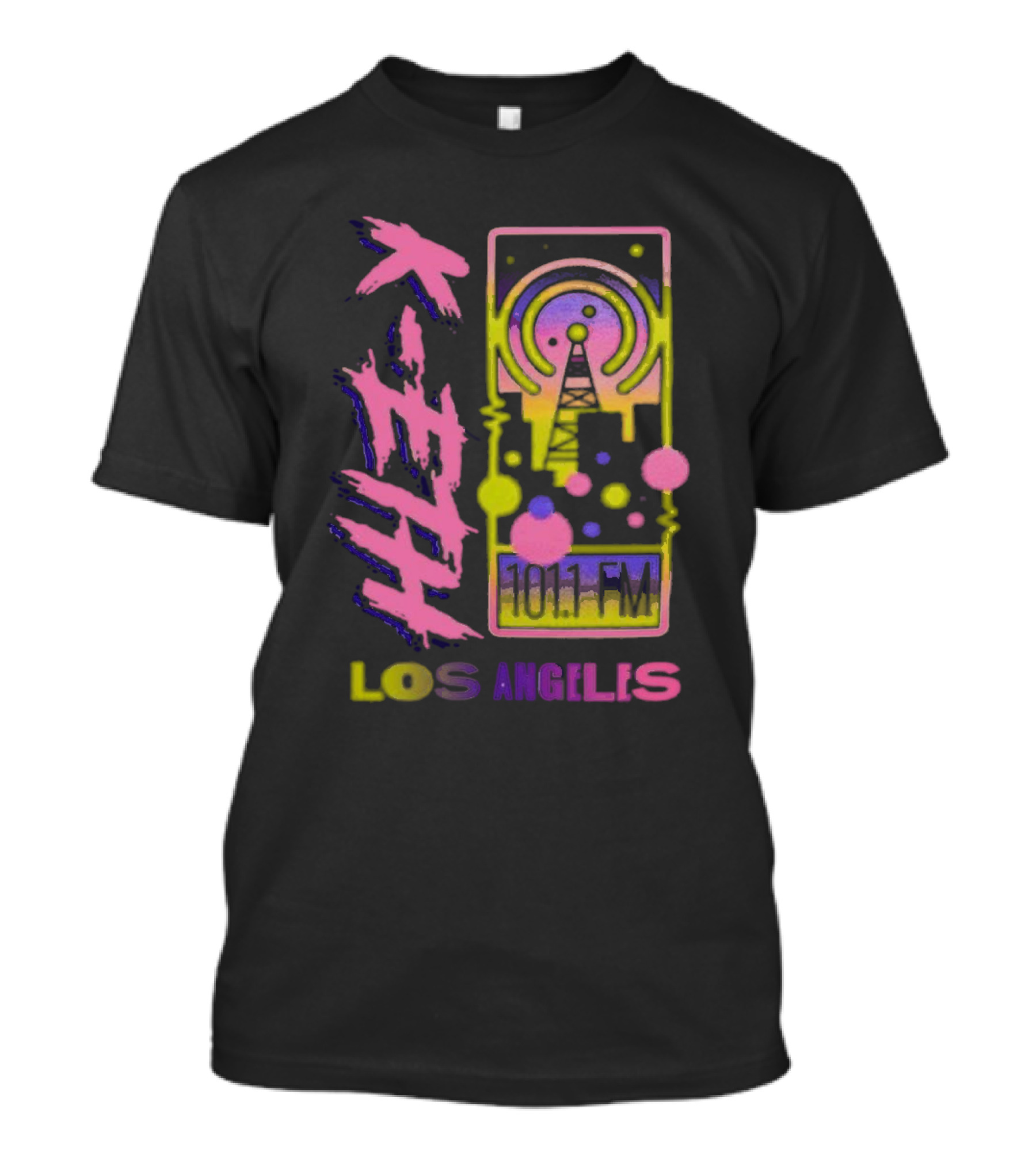K-ETH 101.1 FM Los Angeles Radio Tower Neon Design Teddy Fresh T-Shirt