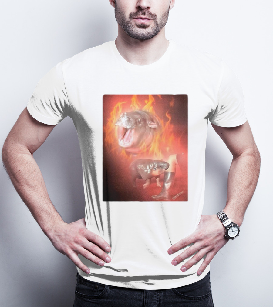 Twaniimals Moo Deng Mood Hippos On Fire T-Shirt
