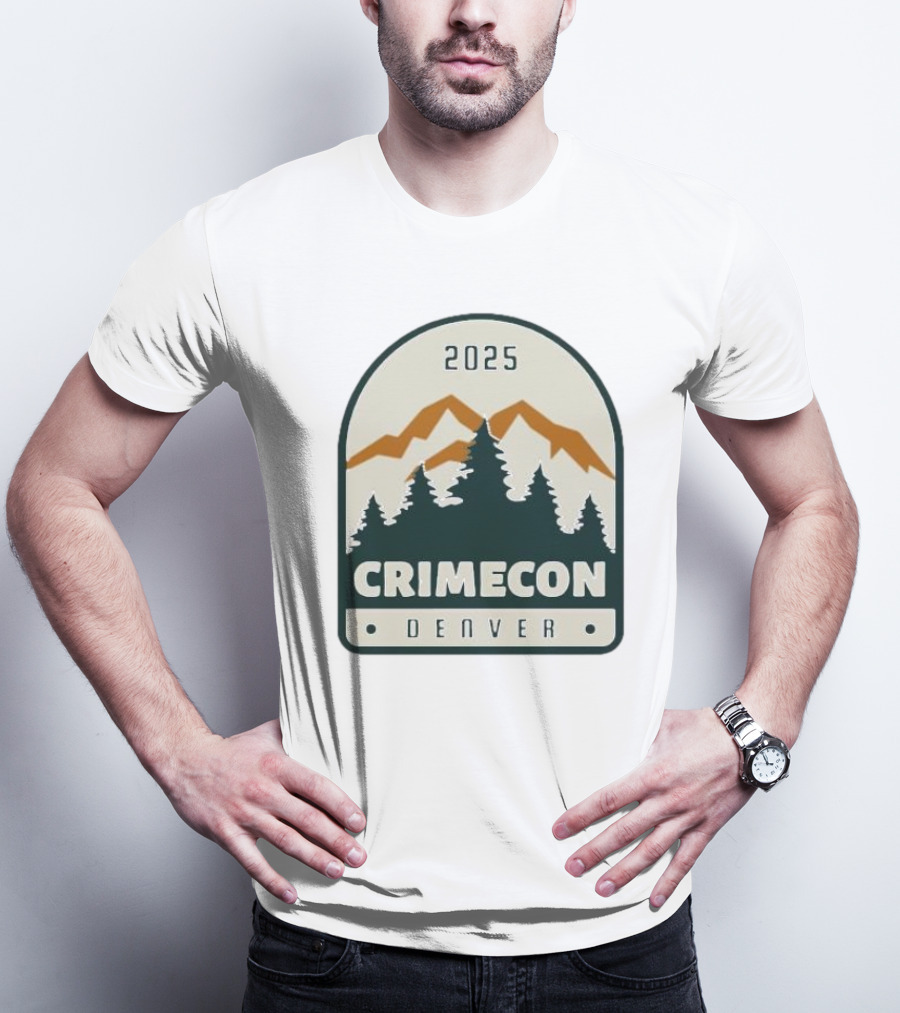 2025 Crimecon Denver Colorado Mountain Forest Badge T-Shirt