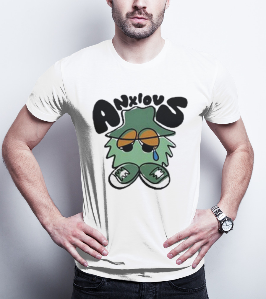 Anxious Fuzzball Green Teardrop Sneaker Character T-Shirt