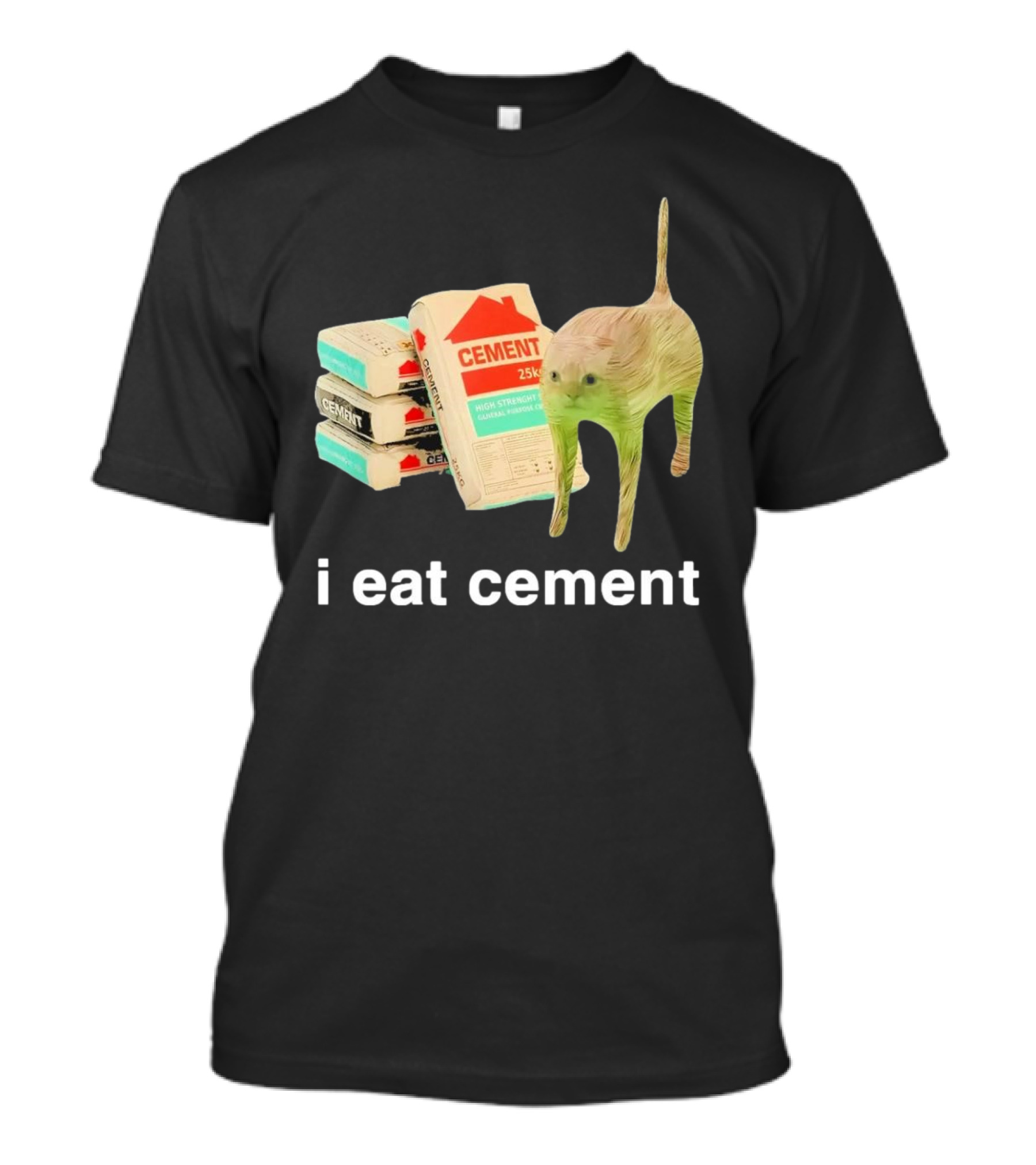 I Eat Cement Cursed Cat With Cement Bags T-Shirt