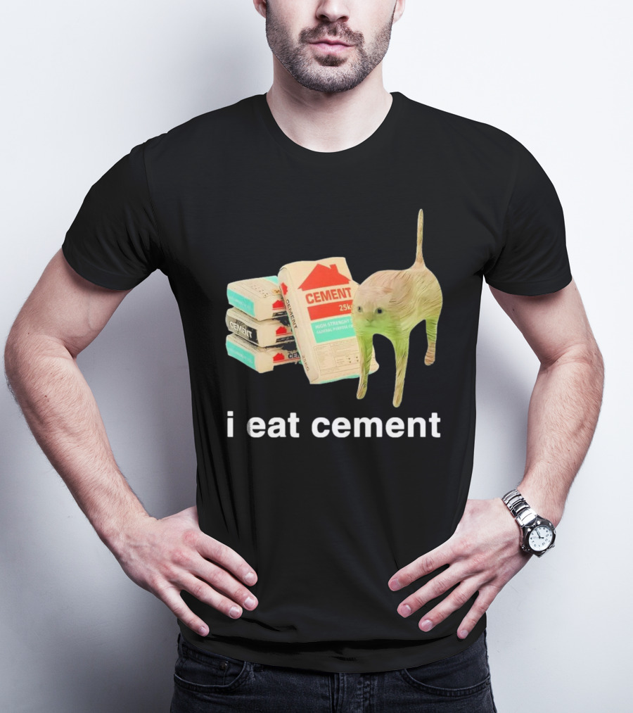 I Eat Cement Cursed Cat With Cement Bags T-Shirt
