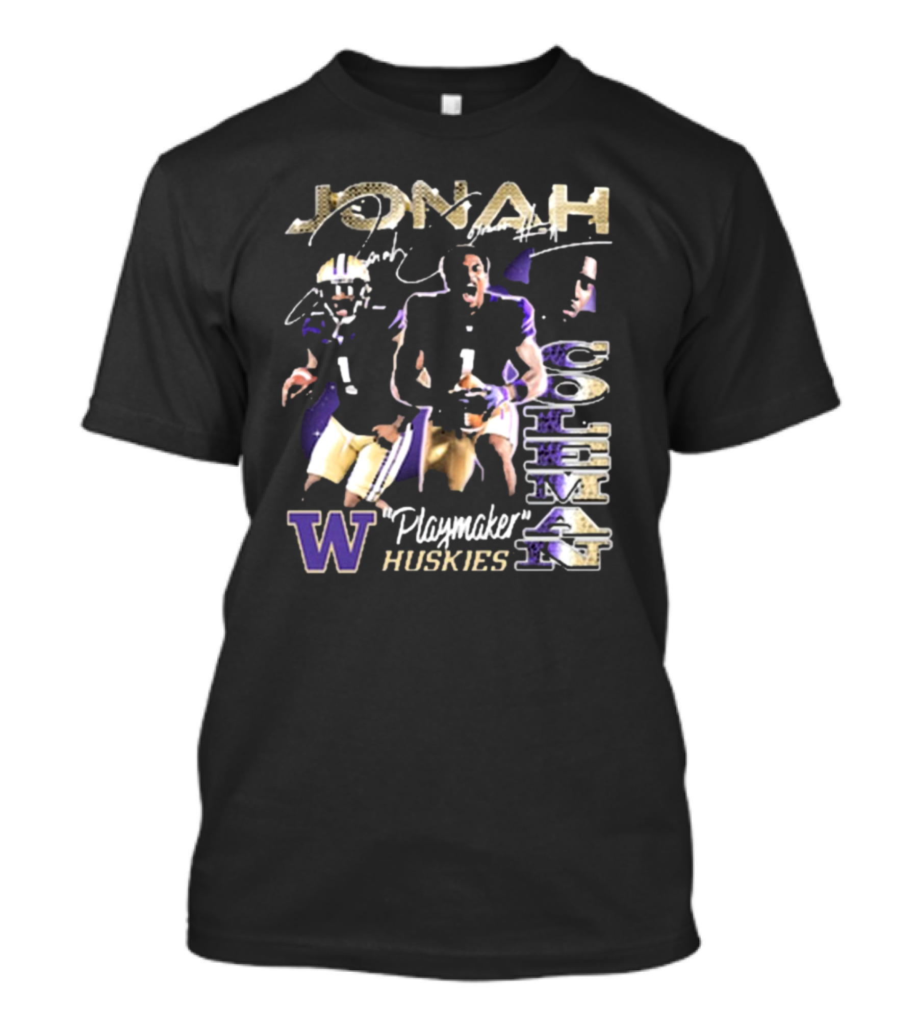 Jonah Coleman Washington Huskies Playmaker 90s Retro Signature W Huskies T-Shirt