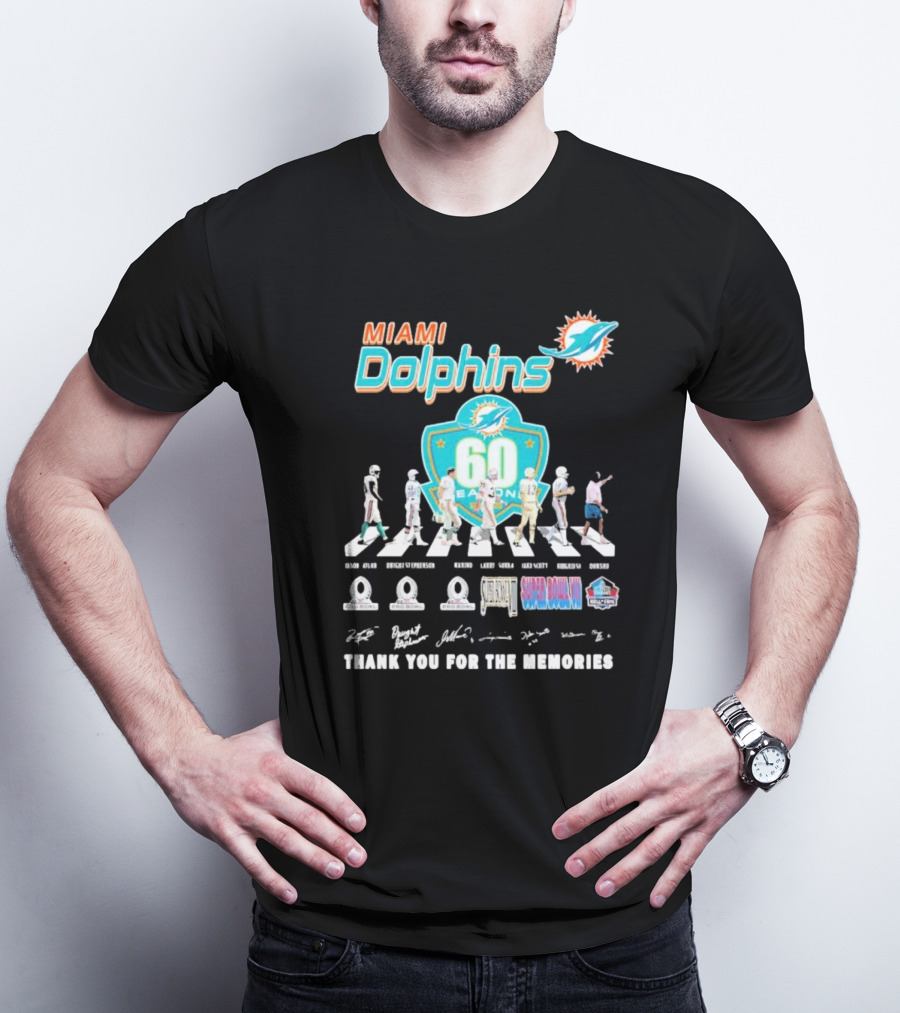 Miami Dolphins 60 Seasons Thank You For The Memories T-Shirt