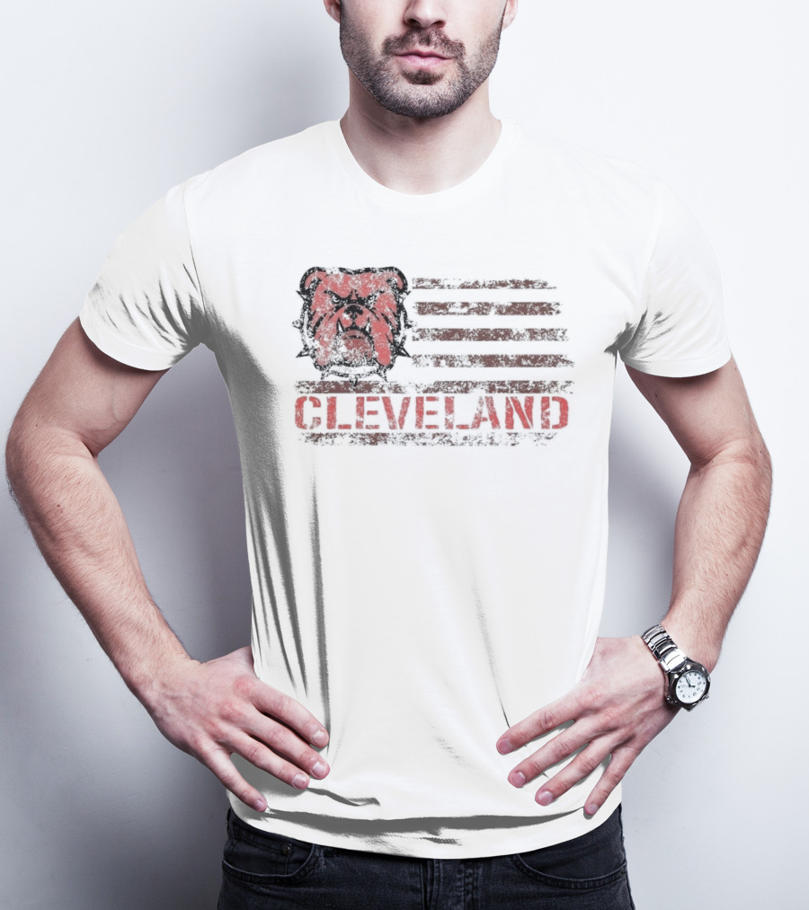 Cleveland Ohio Retro Vintage Classic Patriotic Bulldog Flag T-Shirt