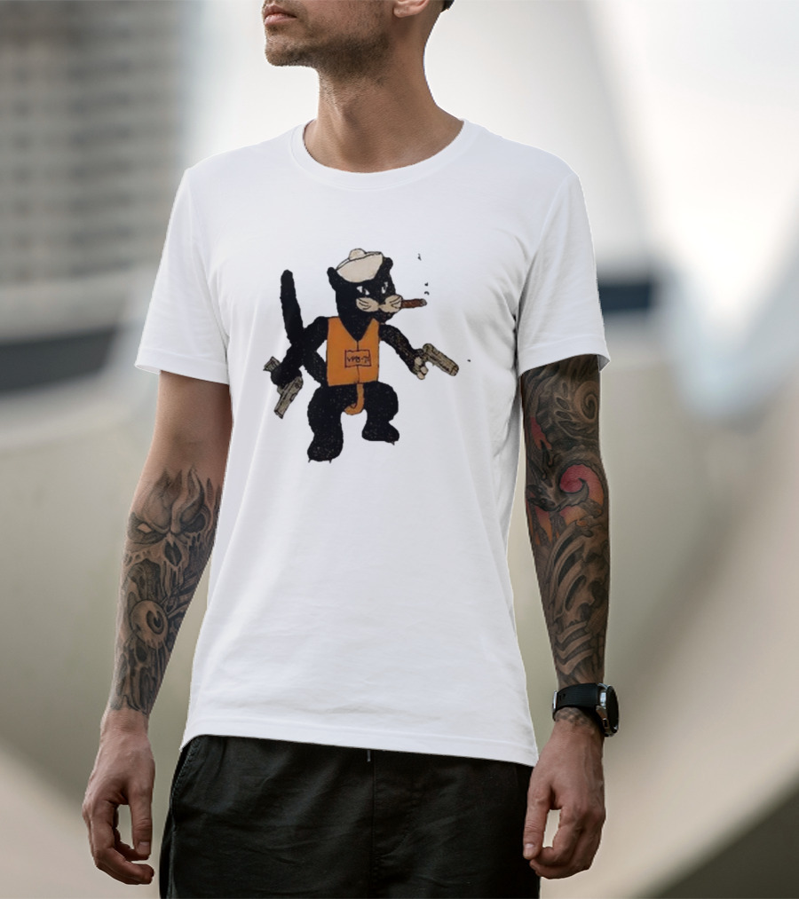 Dylan Cease's Cat Patrol Squadron VPB-71 Vintage Cartoon Panther With Guns And Cigar T-Shirt