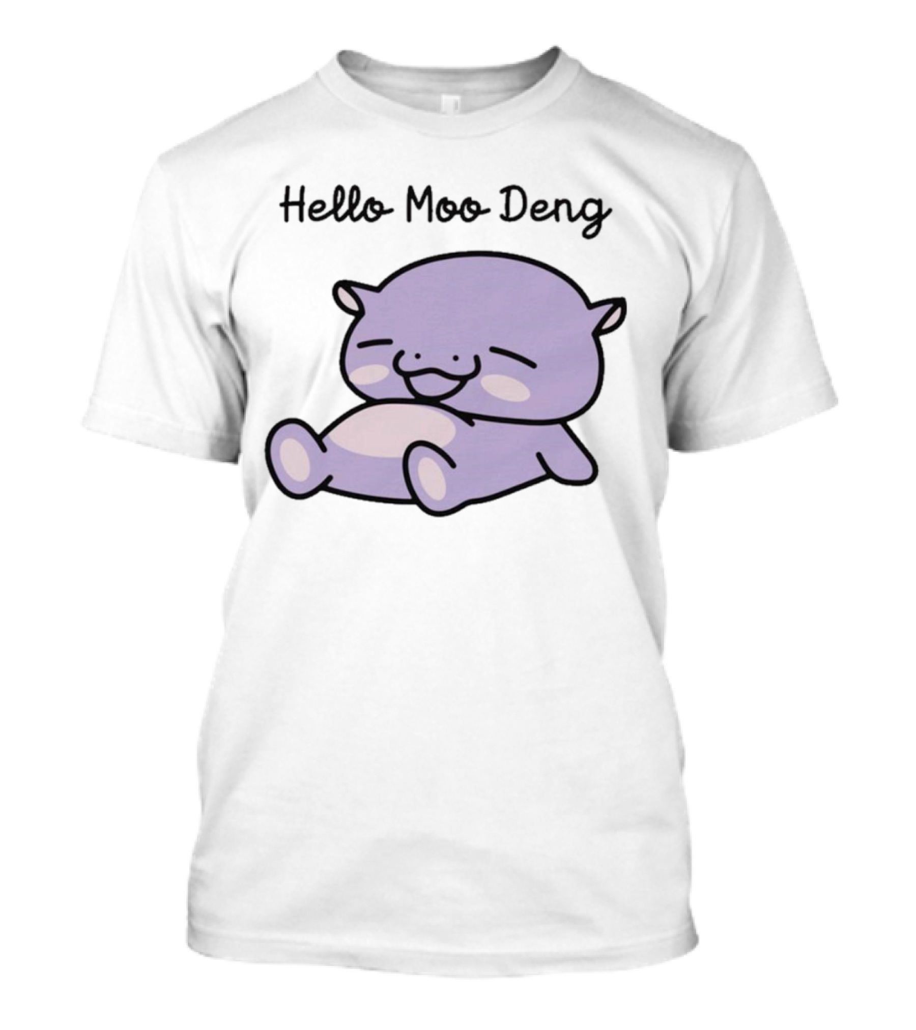 Hello Moo Deng Kawaii Happy Pig Character T-Shirt