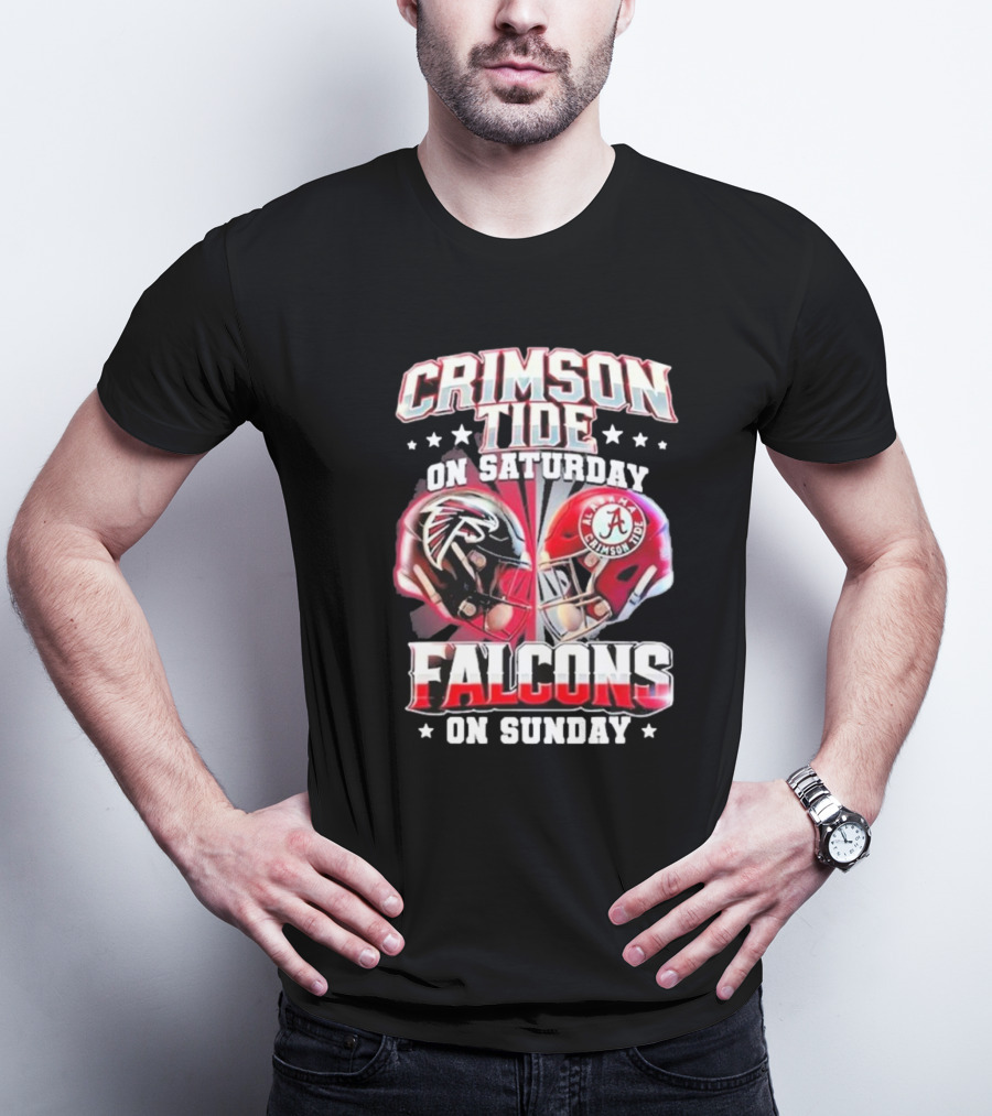 Crimson Tide On Saturday Falcons On Sunday Football Helmets T-Shirt