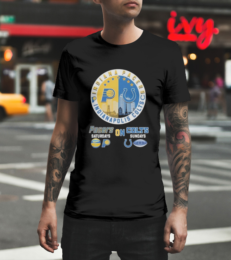 Indiana Pacers Indianapolis Colts Saturdays Pacers On Sundays Colts T-Shirt