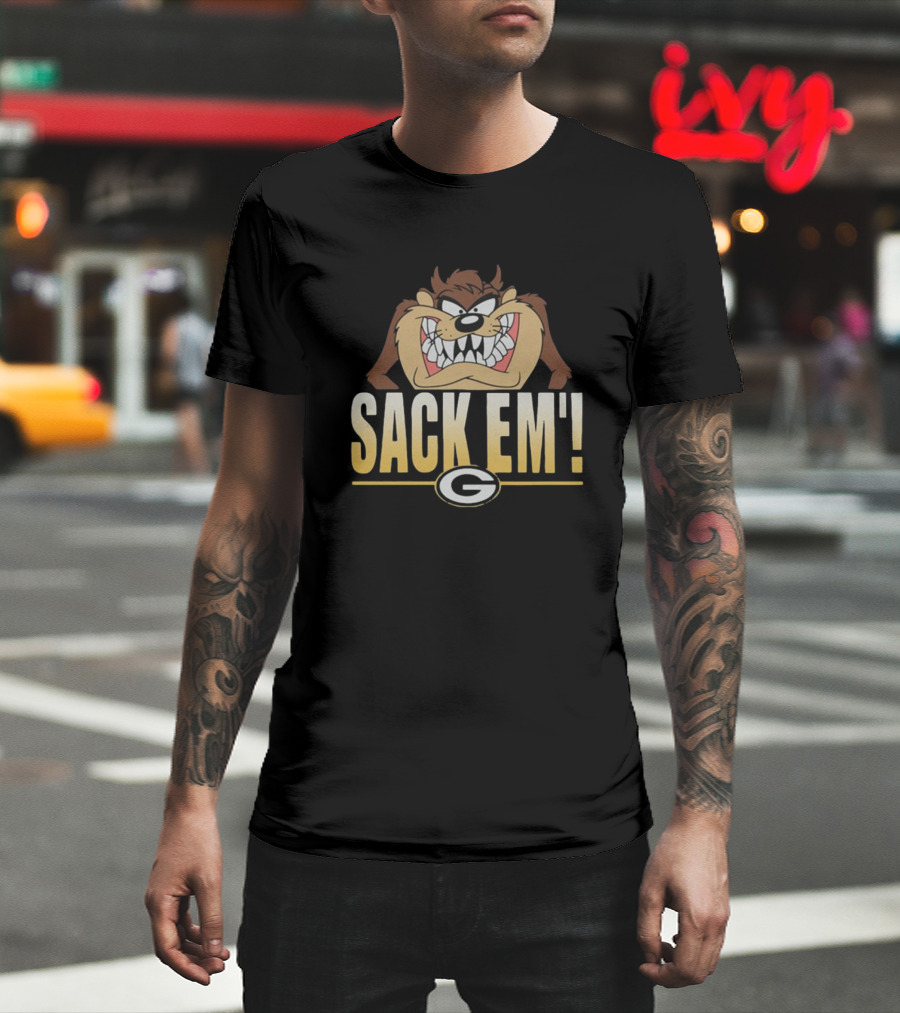 Looney Tunes Taz Sack Em Green Bay Packers NFL T-Shirt