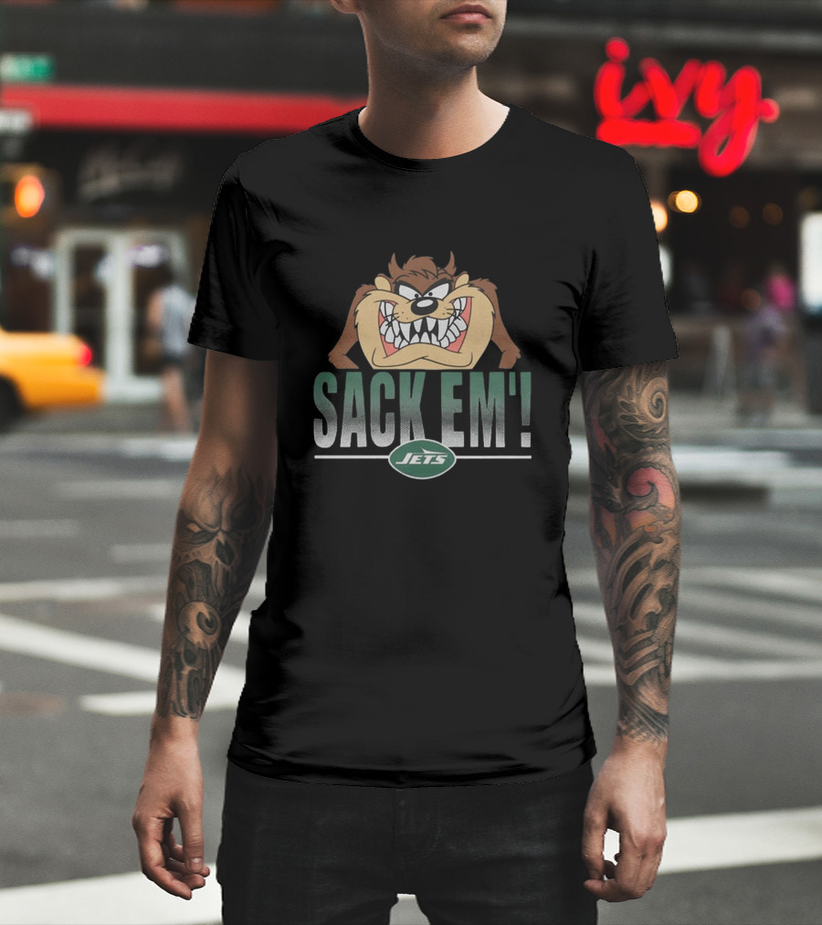 Looney Tunes Taz Sack Em New York Jets NFL T-Shirt