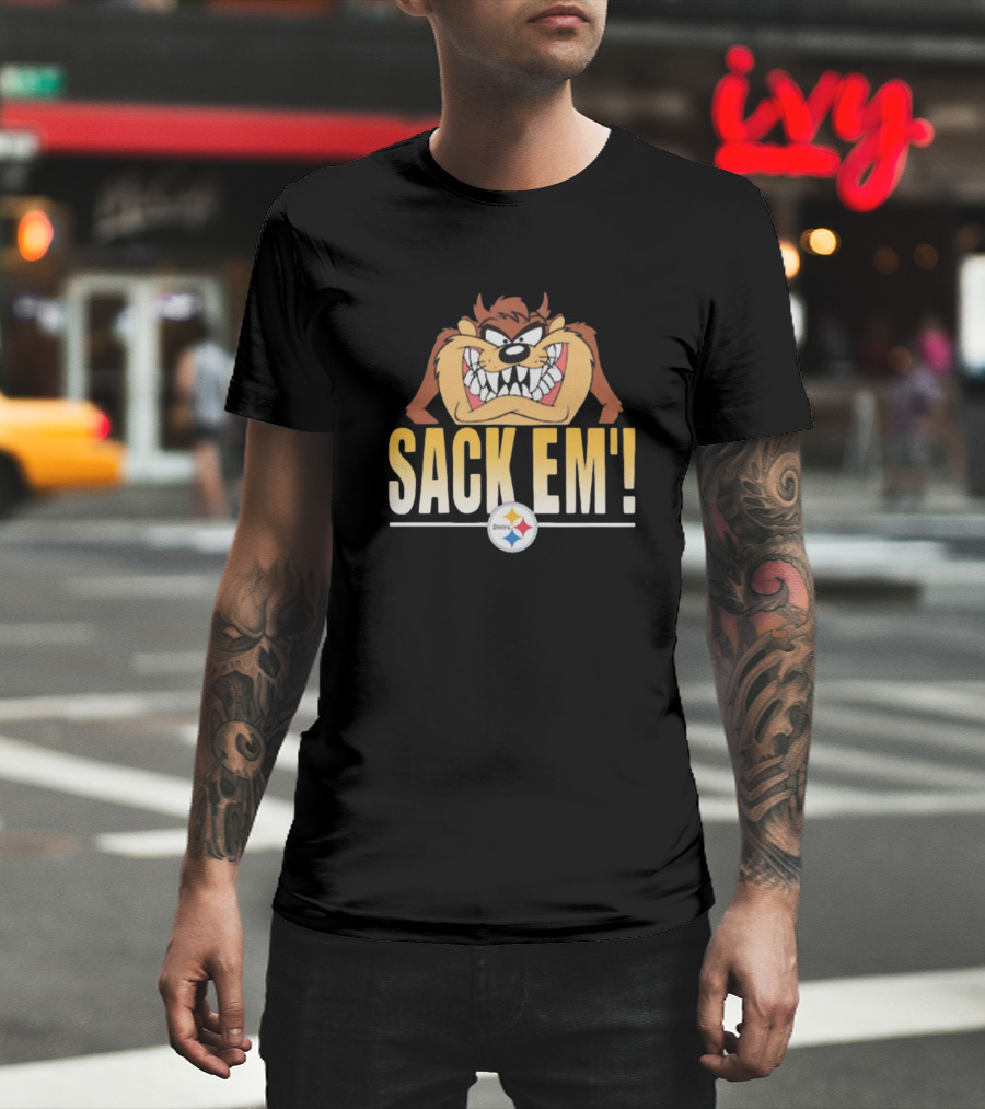 Looney Tunes Taz Sack Em’ Pittsburgh Steelers NFL T-Shirt