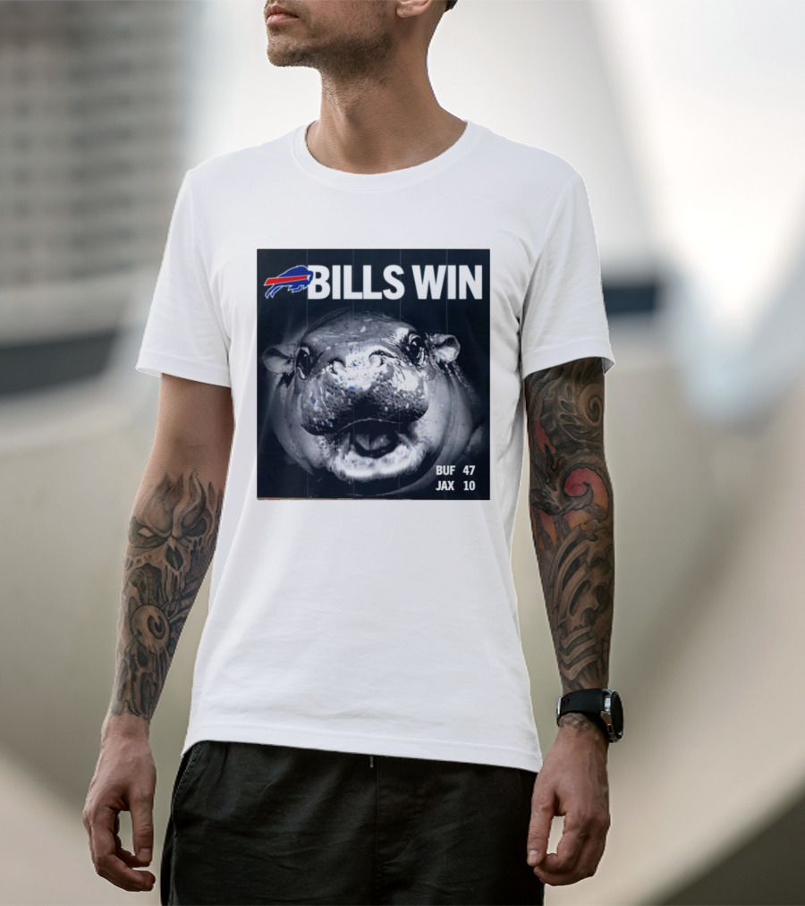 BILLS WIN Buffalo Bills Mafia GoBills Moodeng BUF 47 JAX 10 T-Shirt