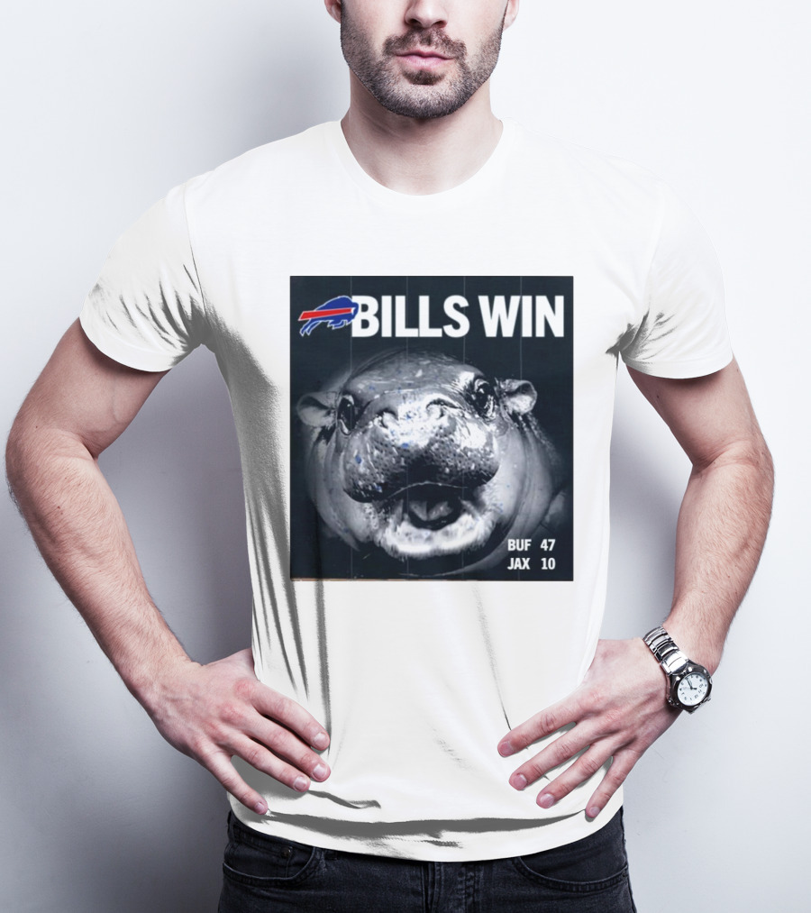 BILLS WIN Buffalo Bills Mafia GoBills Moodeng BUF 47 JAX 10 T-Shirt