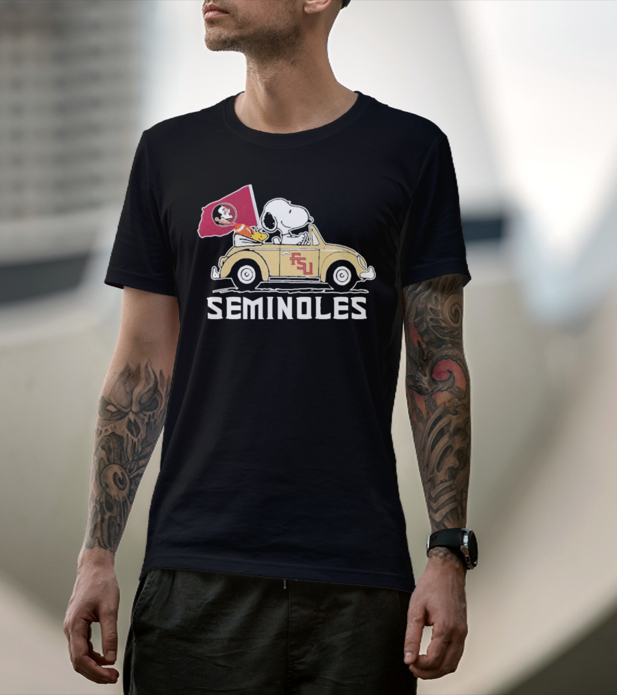 Peanuts Snoopy And Woodstock Florida State Seminoles FSU Car Seminoles T-Shirt