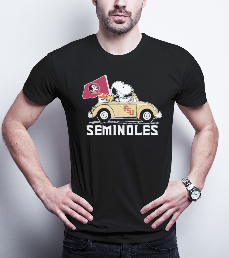 Peanuts Snoopy And Woodstock Florida State Seminoles FSU Car Seminoles T-Shirt