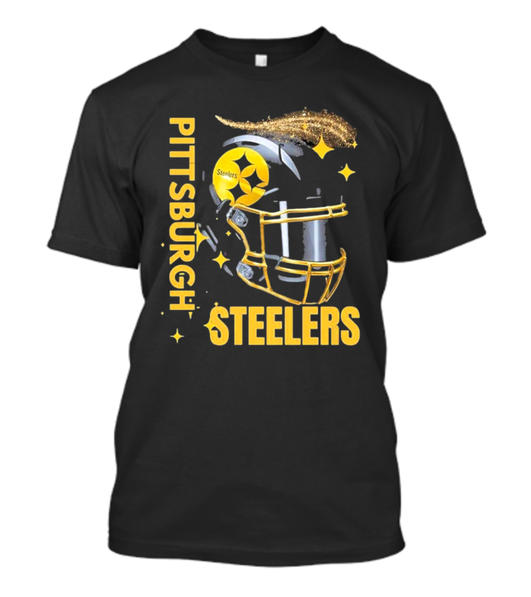 Pittsburgh Steelers Glitter Helmet Football Team T-Shirt