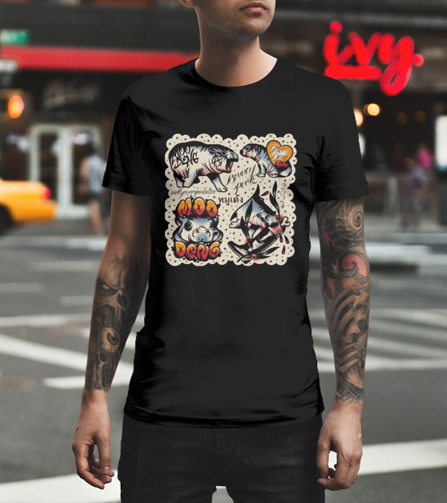 Vicky Morgan Tattoo Art Moo Deng Bouncy Pork T-Shirt
