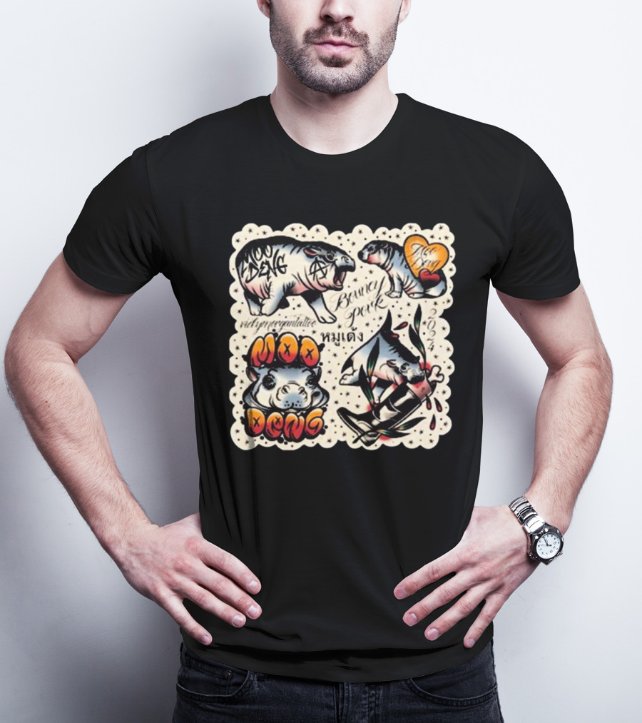 Vicky Morgan Tattoo Art Moo Deng Bouncy Pork T-Shirt