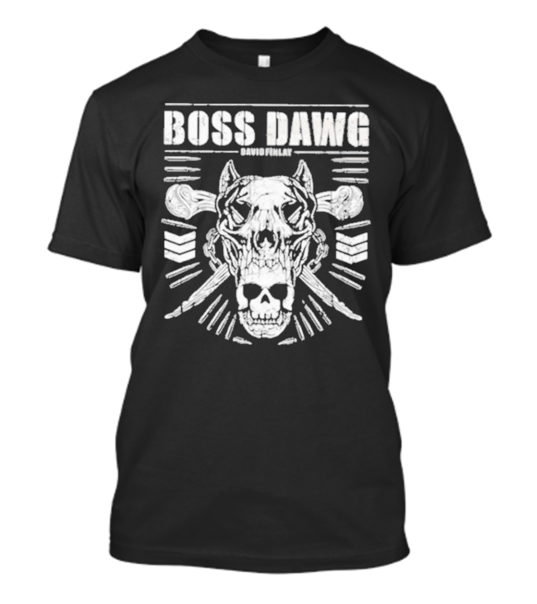 Boss Dawg David Finlay Skull And Chevrons Crossbone T-Shirt